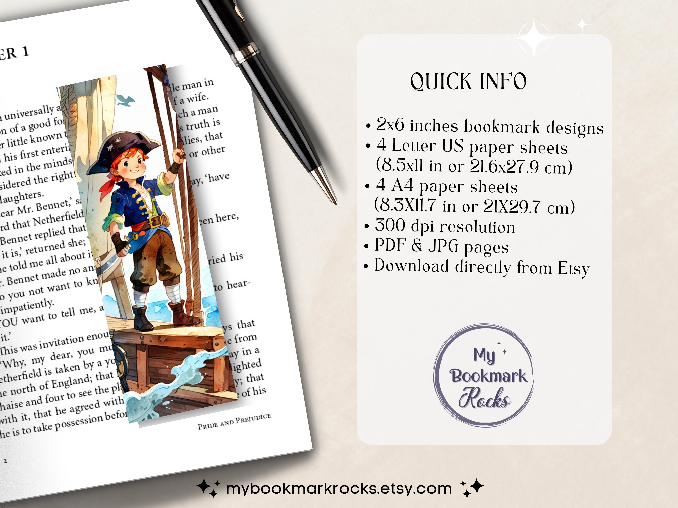 Set of 16 "little Pirates" Printable Bookmarks, High-quality PDF & JPG ...