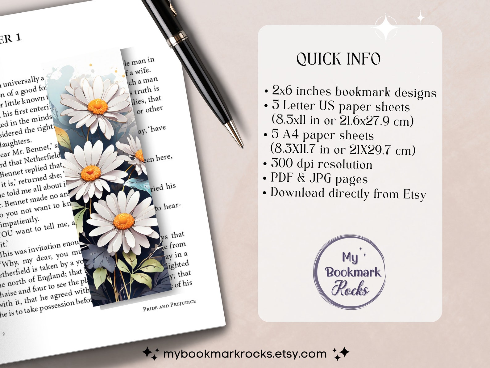 Set of 20 Watercolor "puppy & Daisies" Printable Bookmarks, High ...