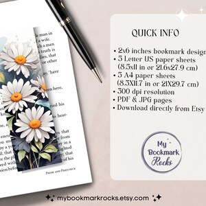 Set of 20 Watercolor "puppy & Daisies" Printable Bookmarks, Dog ...