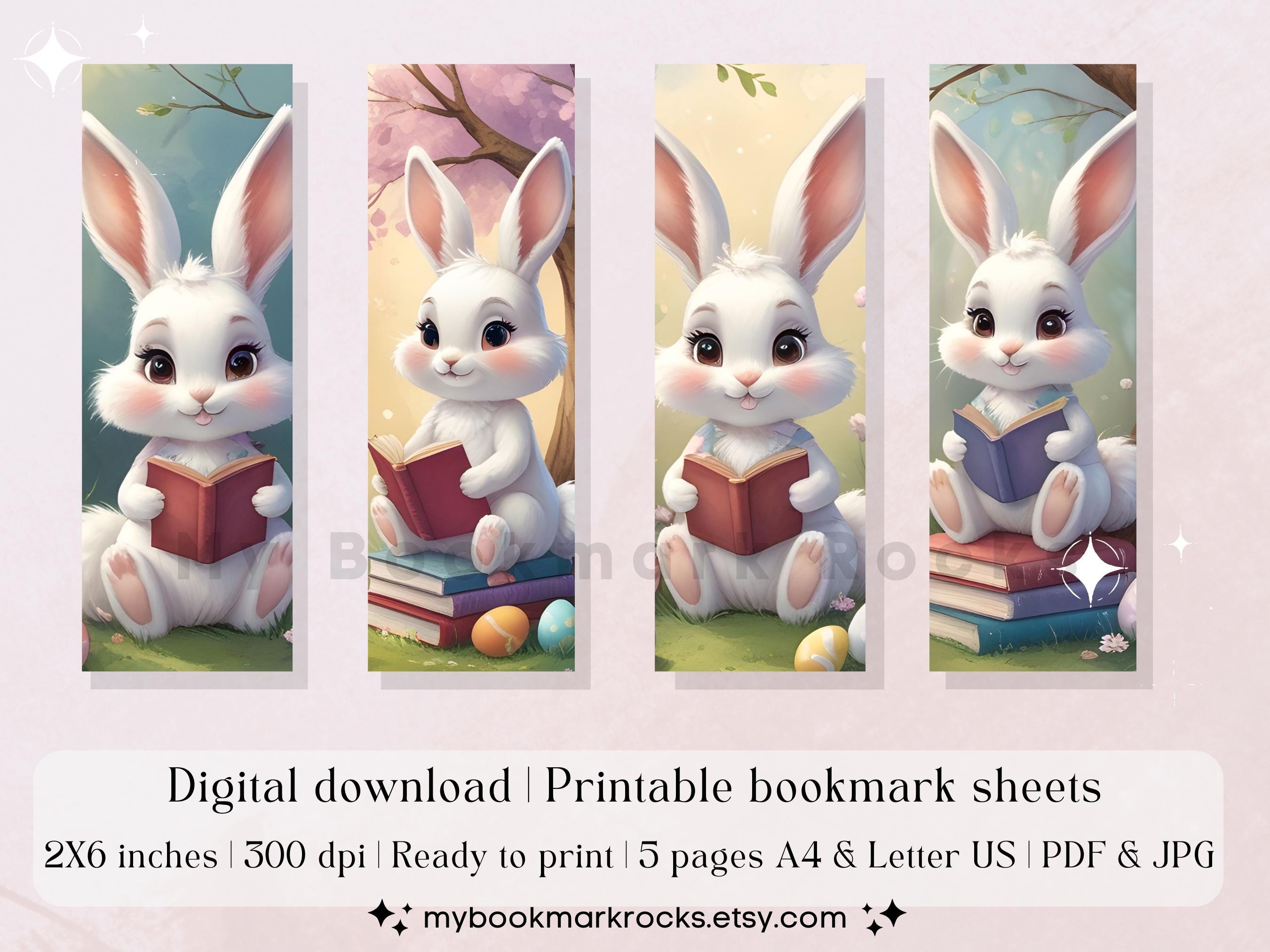 Set of 20 "easter Bunny" Printable Bookmarks, Easter Designs | Instant ...