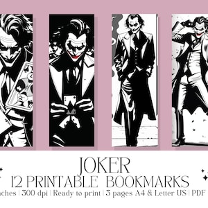 Set of 12 Printable "joker" Bookmarks | Instant Digital Download (PDF ...