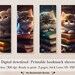 Set of 12 Cute Cat and Books Printable Bookmarks Adorable Kitten ...