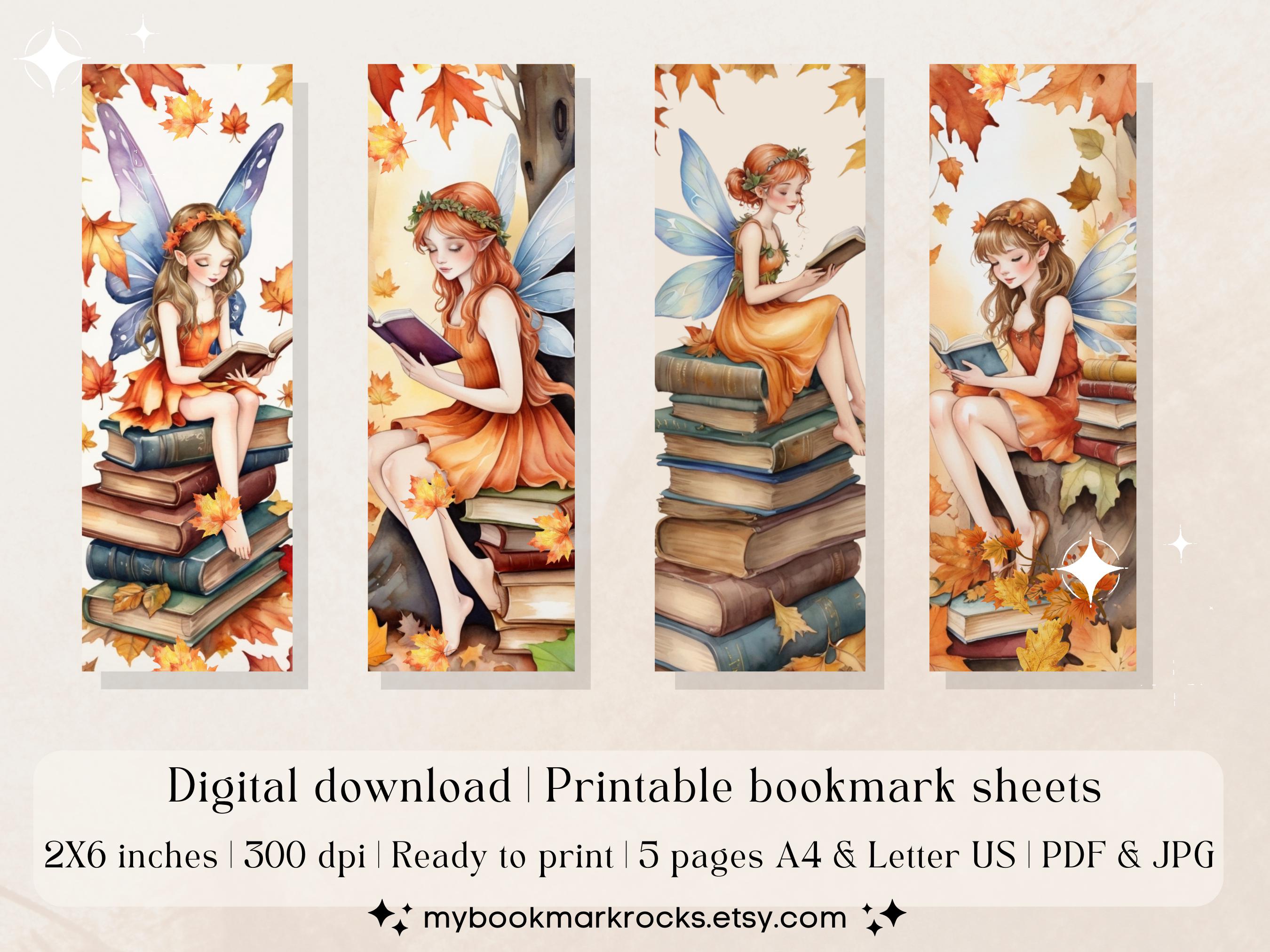 Set of 20 "autumn Fairy" Printable Bookmarks, Art Nouveau, Fall ...