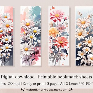 Set of 20 Watercolor "puppy & Daisies" Printable Bookmarks, Dog ...