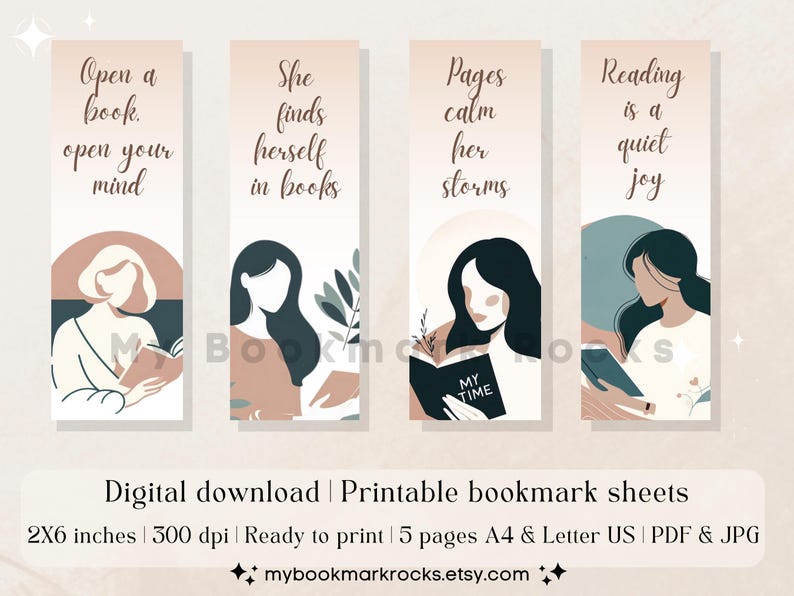 Set of 20 "my Reading Time" Printable Bookmarks, Bookmarks With Bookish ...