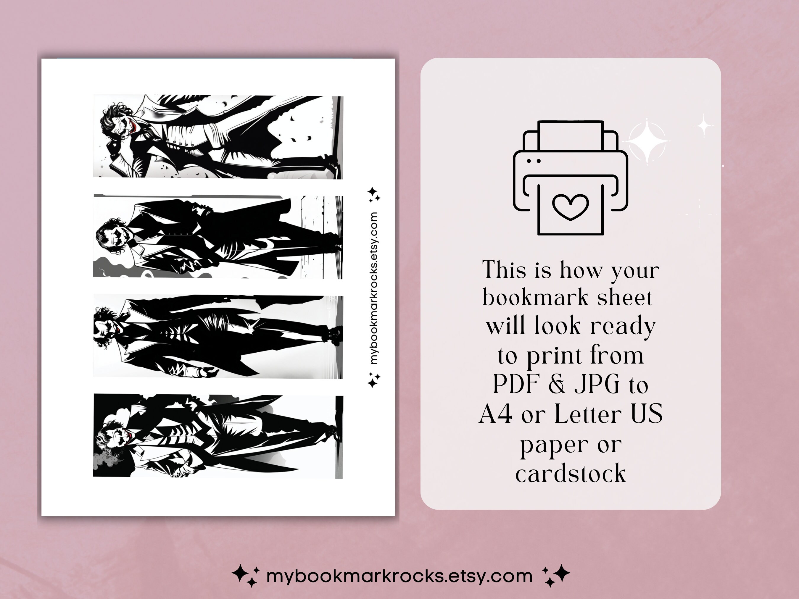 Set of 12 Printable "joker" Bookmarks | Instant Digital Download (PDF ...