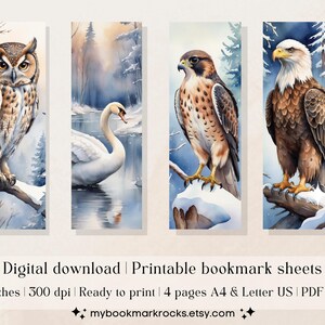 Set of 16 Watercolor "winter Animals" Printable Bookmarks, Woodland ...