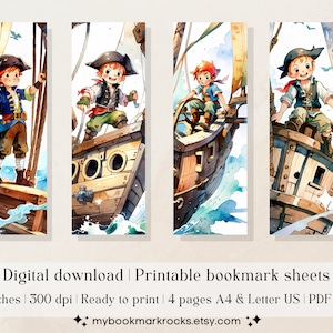 Set of 16 "little Pirates" Printable Bookmarks, High-quality PDF & JPG ...