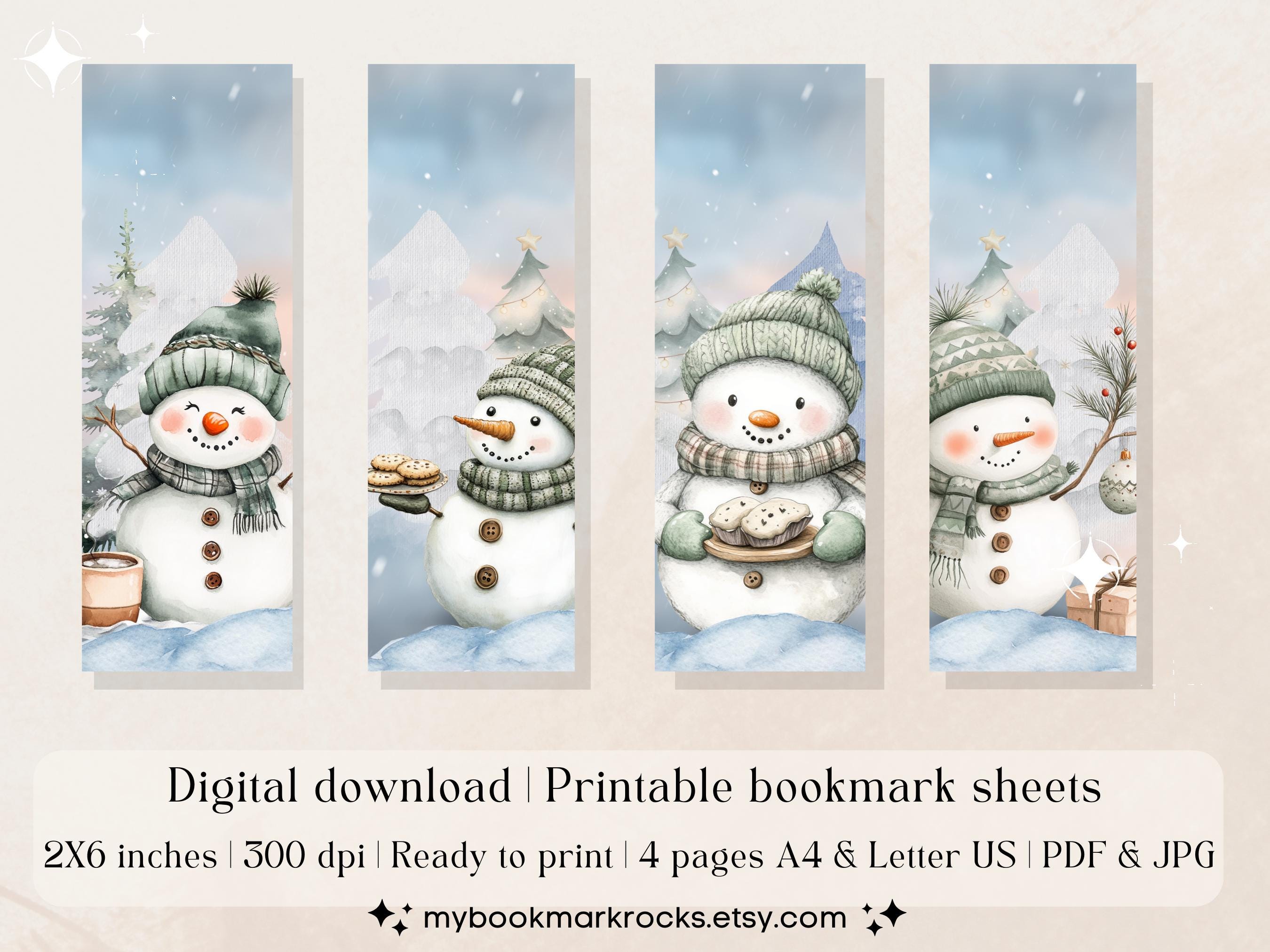 Set of 16 Pastel "snowman" Printable Bookmarks, Winter Designs ...