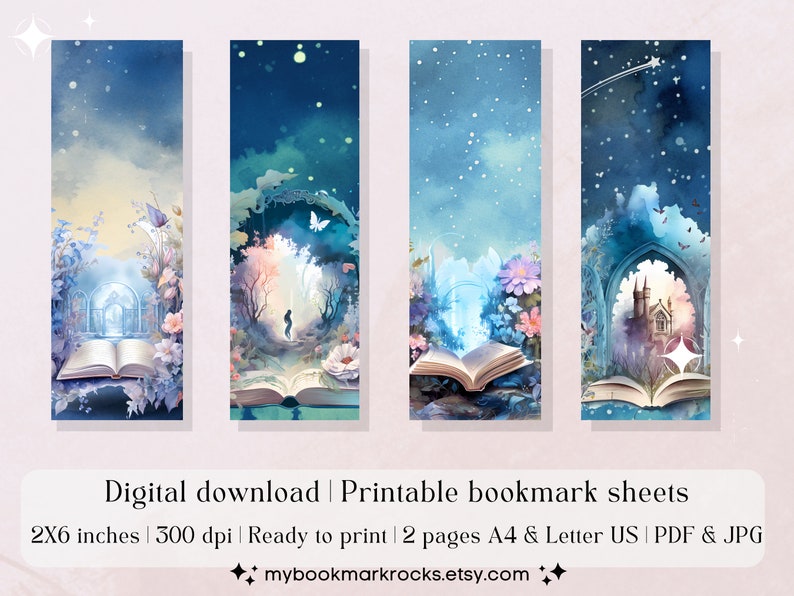 Set of 8 Watercolor 'storybook' Printable Bookmarks | High-quality PDF ...
