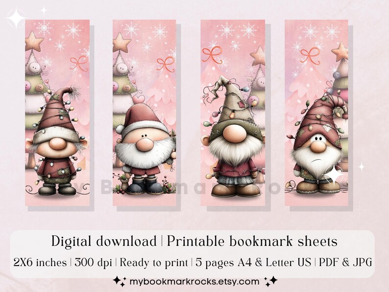 Set of 20 "christmas Time" Printable Bookmarks, Christmas Designs ...