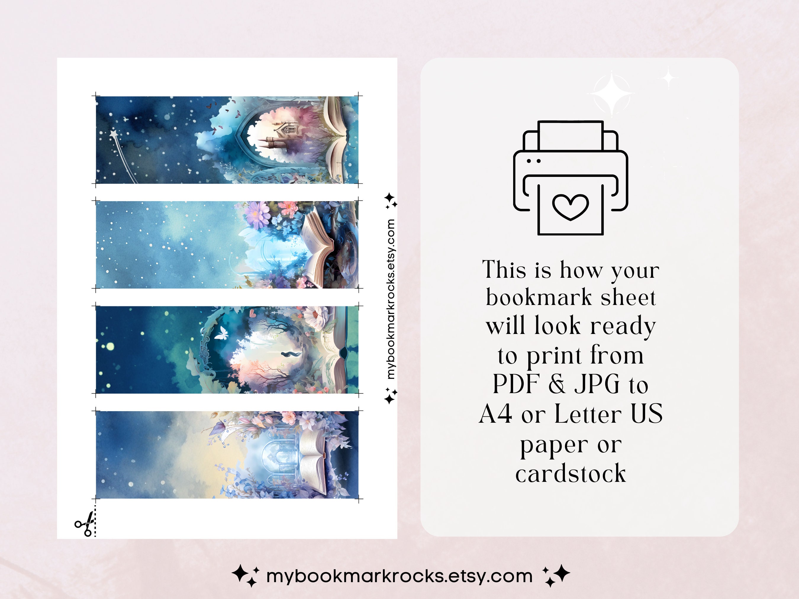 Set of 8 Watercolor 'storybook' Printable Bookmarks | High-quality PDF ...