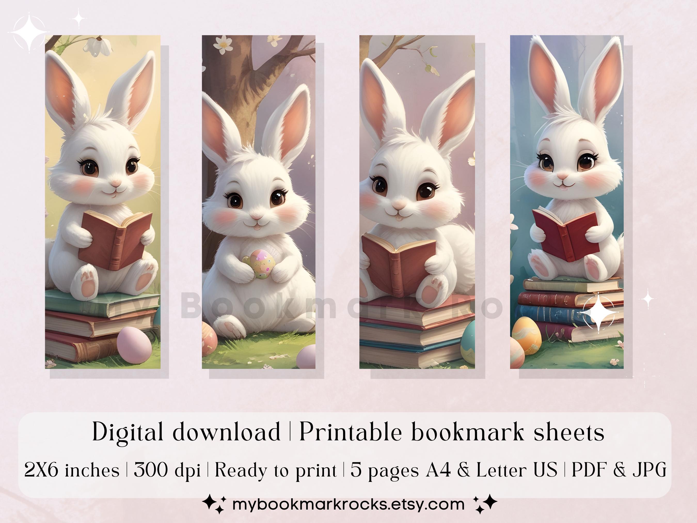 Set of 20 "easter Bunny" Printable Bookmarks, Easter Designs | Instant ...