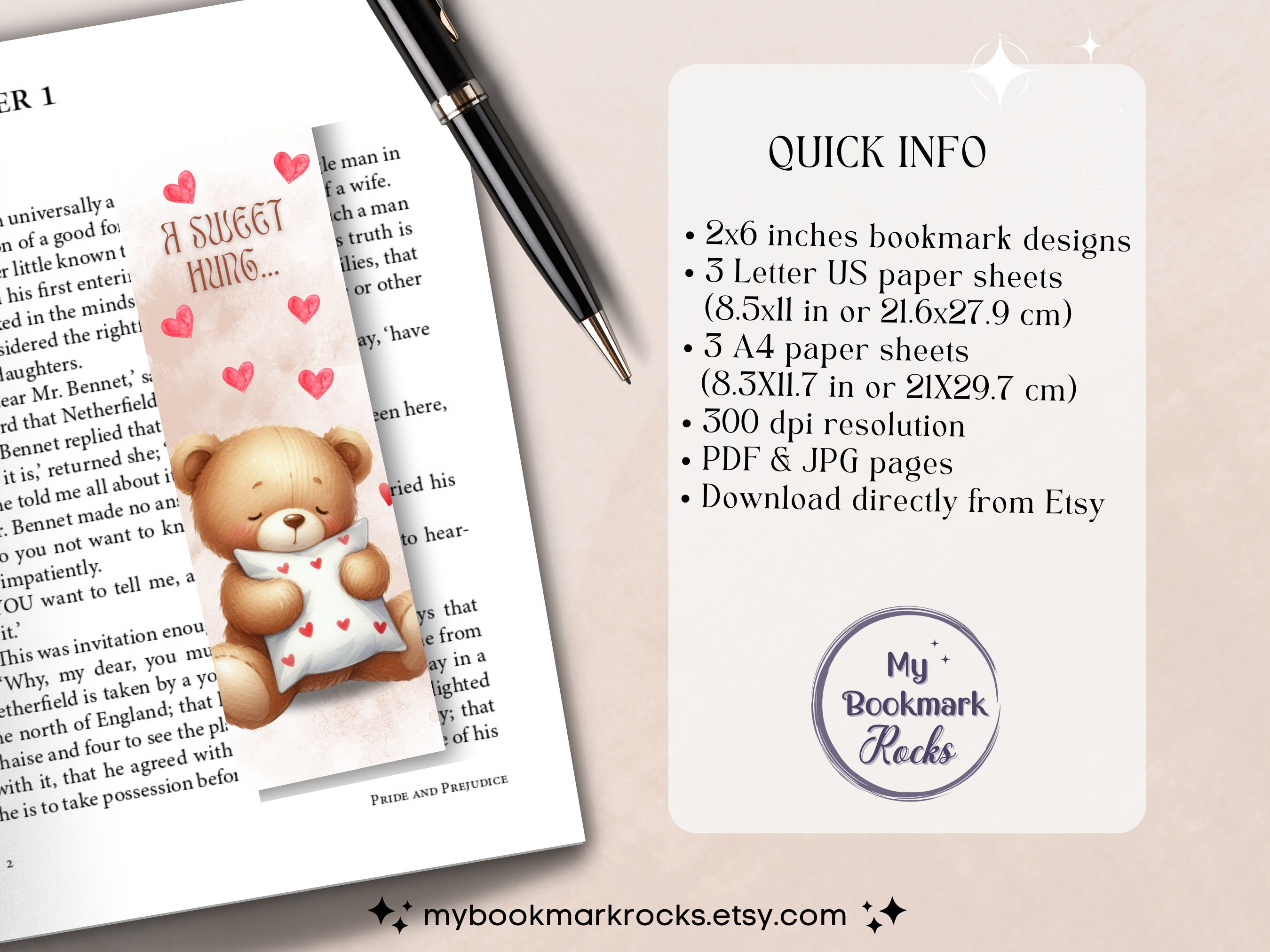 Set of 12 Watercolor "cute Bear" Printable Bookmarks, Bookmarks for ...