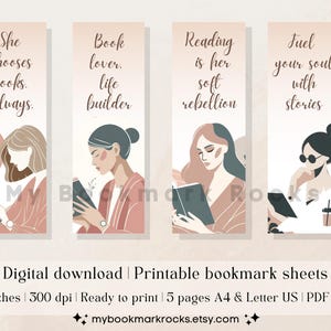 Set of 20 "my Reading Time" Printable Bookmarks, Bookmarks With Bookish ...