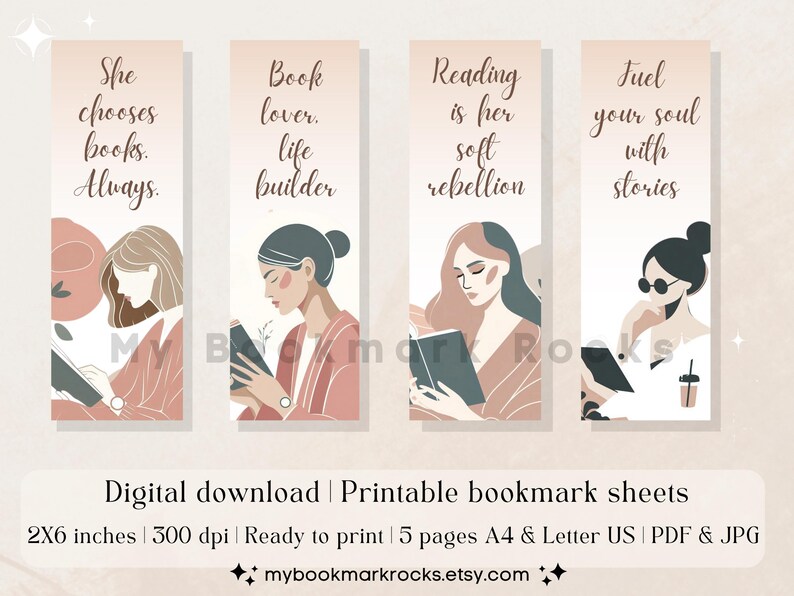 Set of 20 "my Reading Time" Printable Bookmarks, Bookmarks With Bookish ...