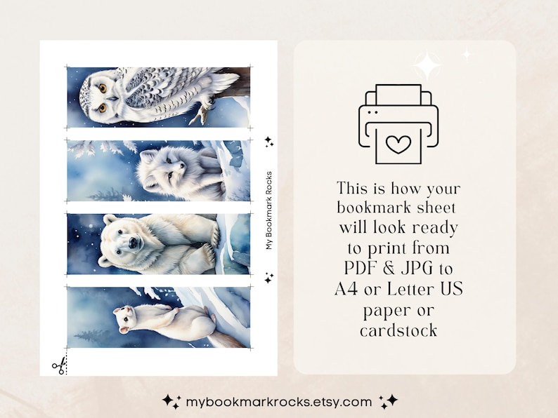 Set of 16 Watercolor "winter Animals" Printable Bookmarks, Woodland ...
