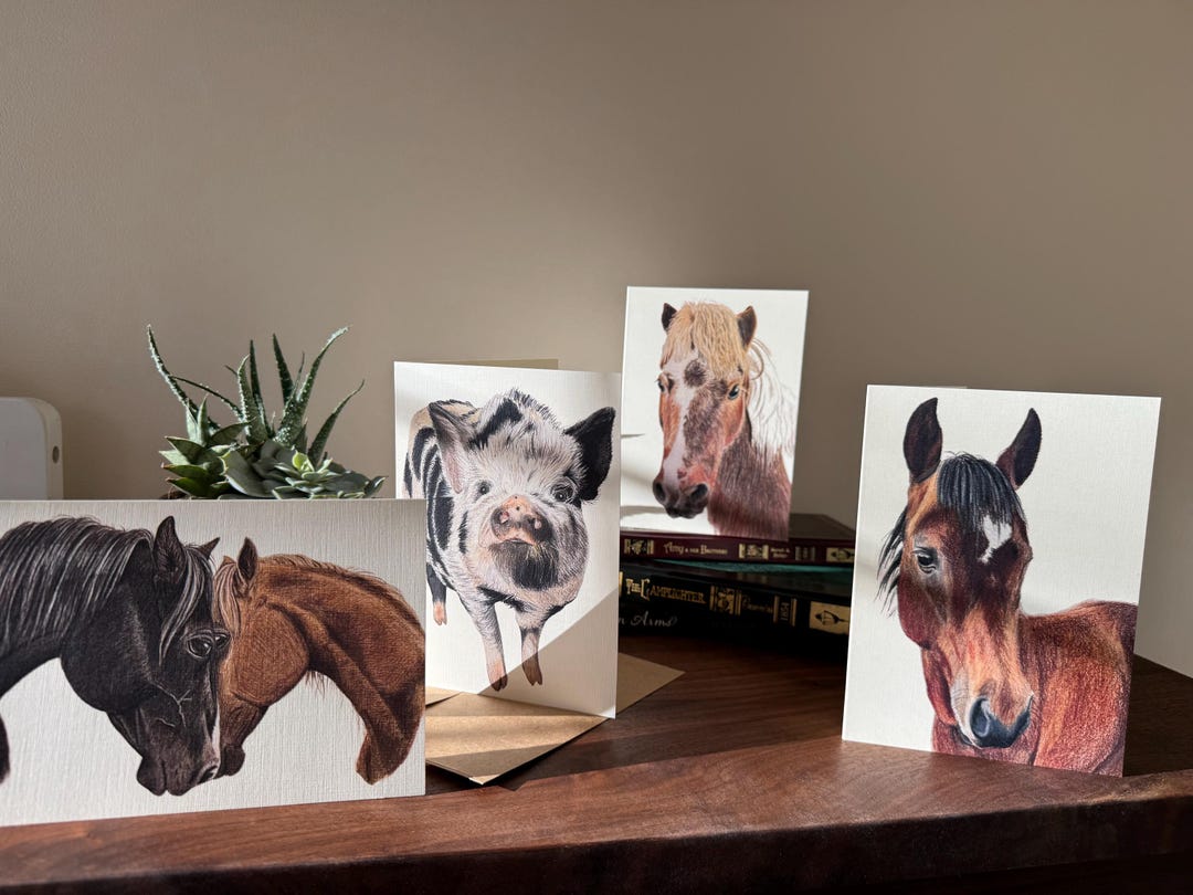 On the Farm” Greeting Card Collection Colored Pencil Art Greeting Card ...