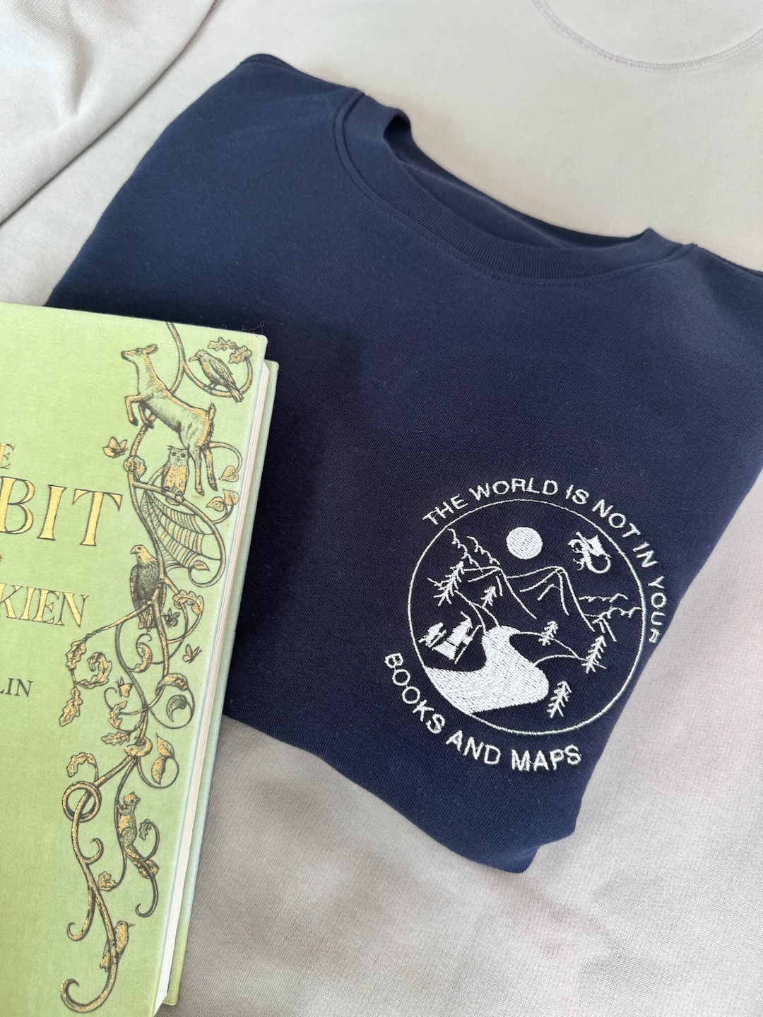 Books & Maps Inspired Embroidered Hobbit/ LOTR Jumper / Sweatshirt ...