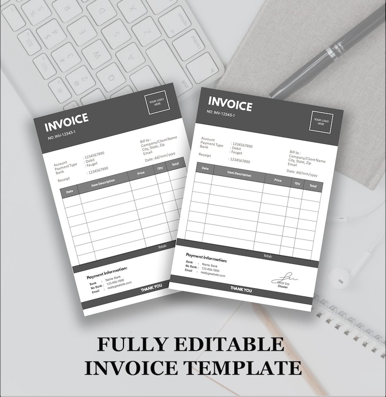 Invoice Template (MS Word), Digital Template-minimalist Business ...