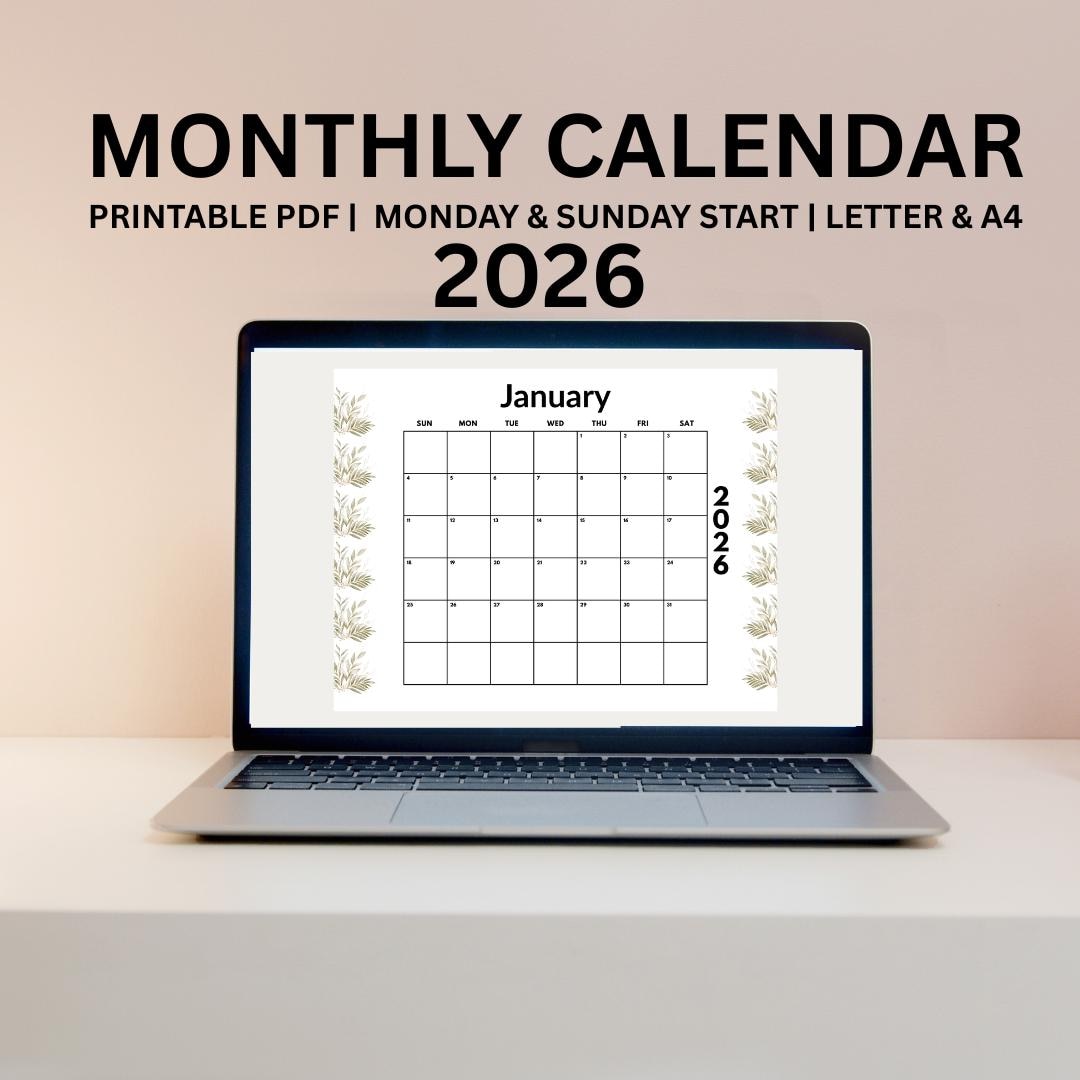 2026 Monthly Calendar Printable – Minimalist Landscape Planner A4 ...