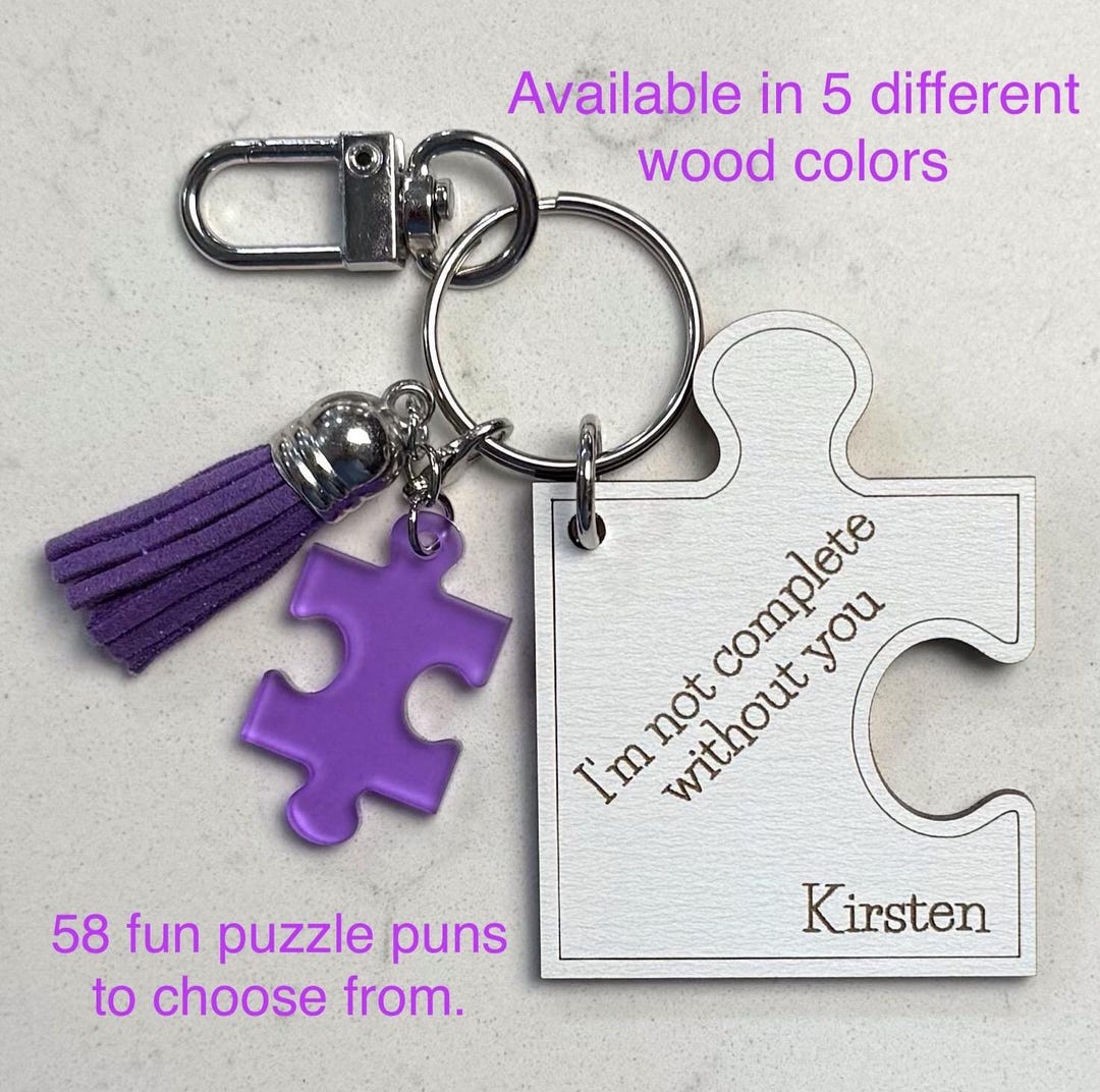 Personalized Funny Puzzle Piece Keychains. Funny Puns on Puzzle Pieces ...