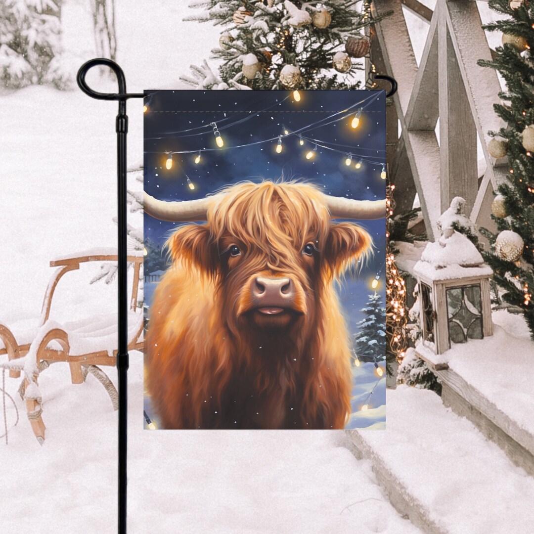 Highland Cow Garden Flag Yule Decor Shetland Cow Gift for Her Unique ...