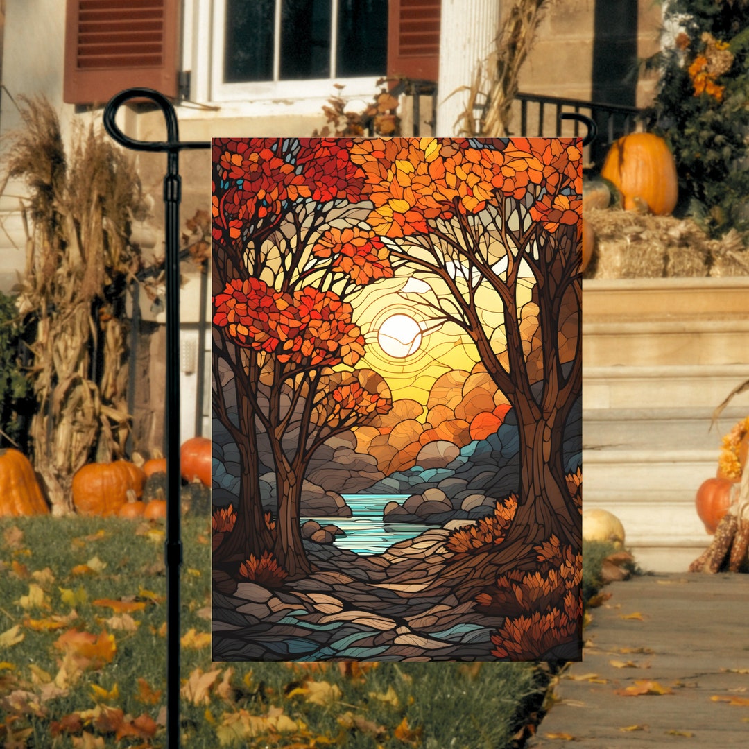 Autumn Tree Sunset Garden Flag for Fall Gift for Halloween Autumn Decor ...