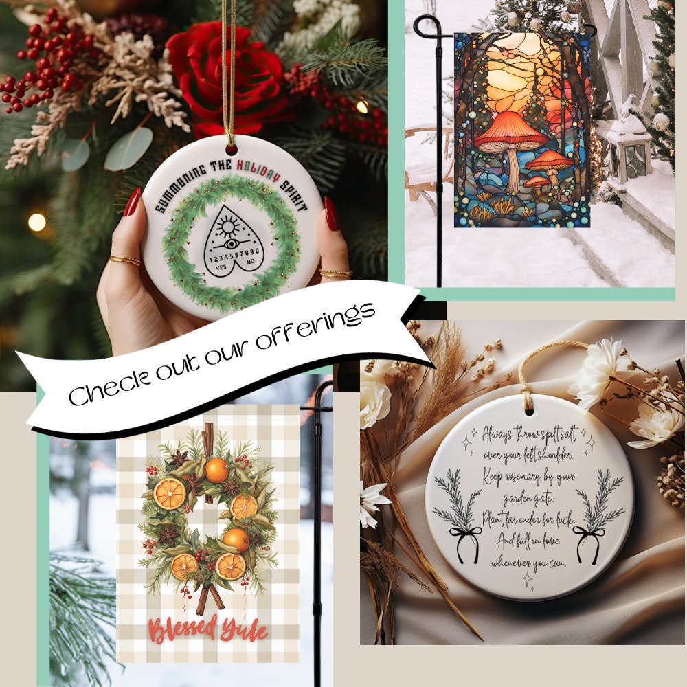 Christmas Yule Garden Flag Stained Glass Practical Magic Winter Gift ...