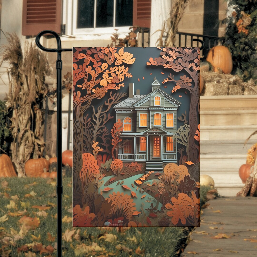 3D Haunted Mansion Garden Flag Halloween Garden Flag Gift for Halloween ...