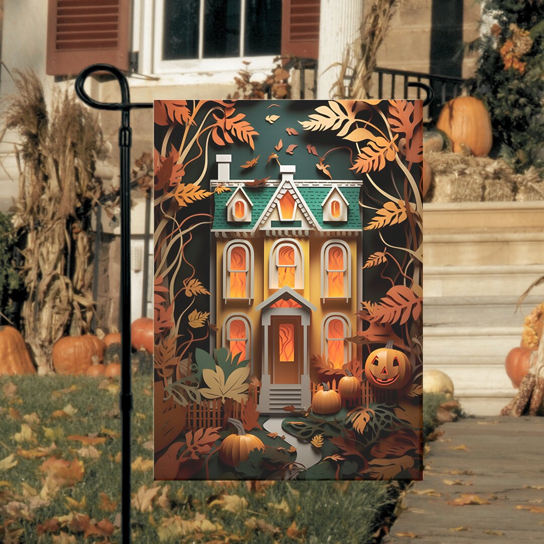 3D Haunted Mansion Garden Flag Halloween Garden Flag Gift for Halloween ...