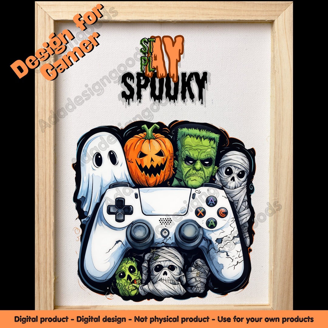 Halloween Game Controller Clipart, Gamer Halloween PNG, Gaming Digital ...