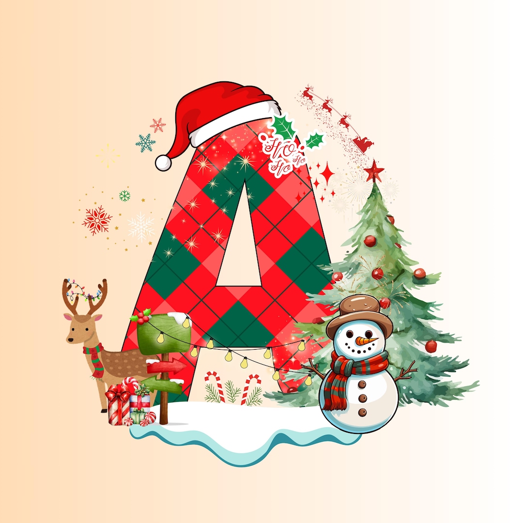 Personalized Christmas Ornaments PNG, Christmas Doodle Alphabet ...