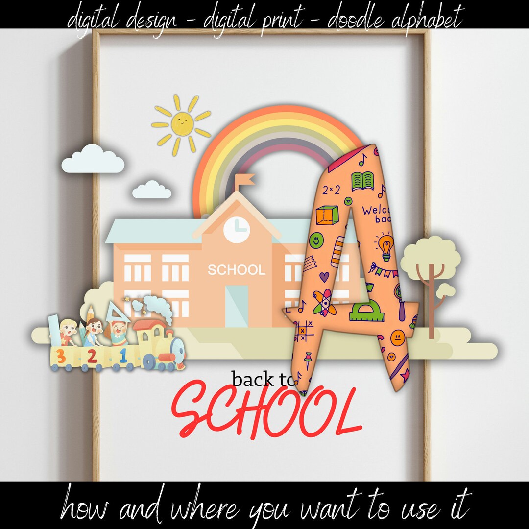 Back to School Doodle Letters Clipart Set (digital Download) - Etsy