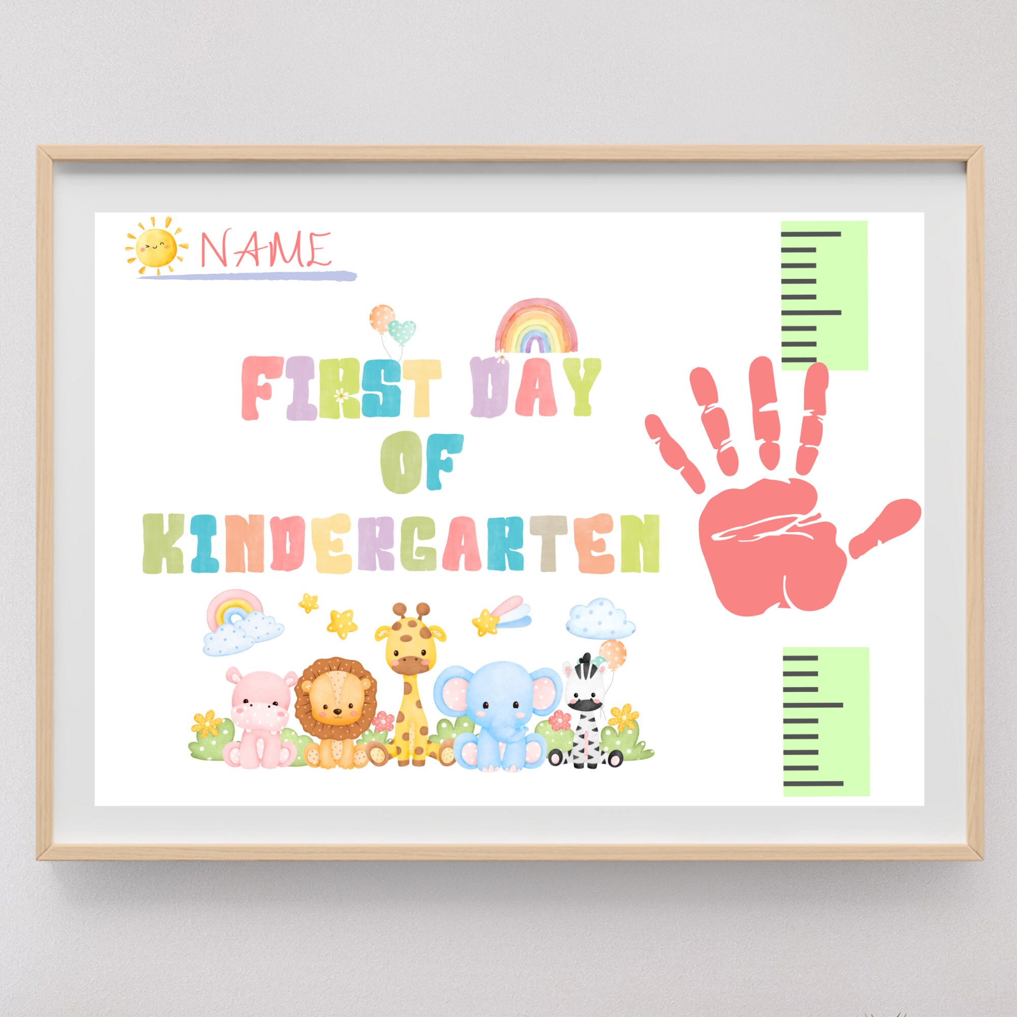 First Day of Kindergarten Handprint Keepsake: Customizable School ...