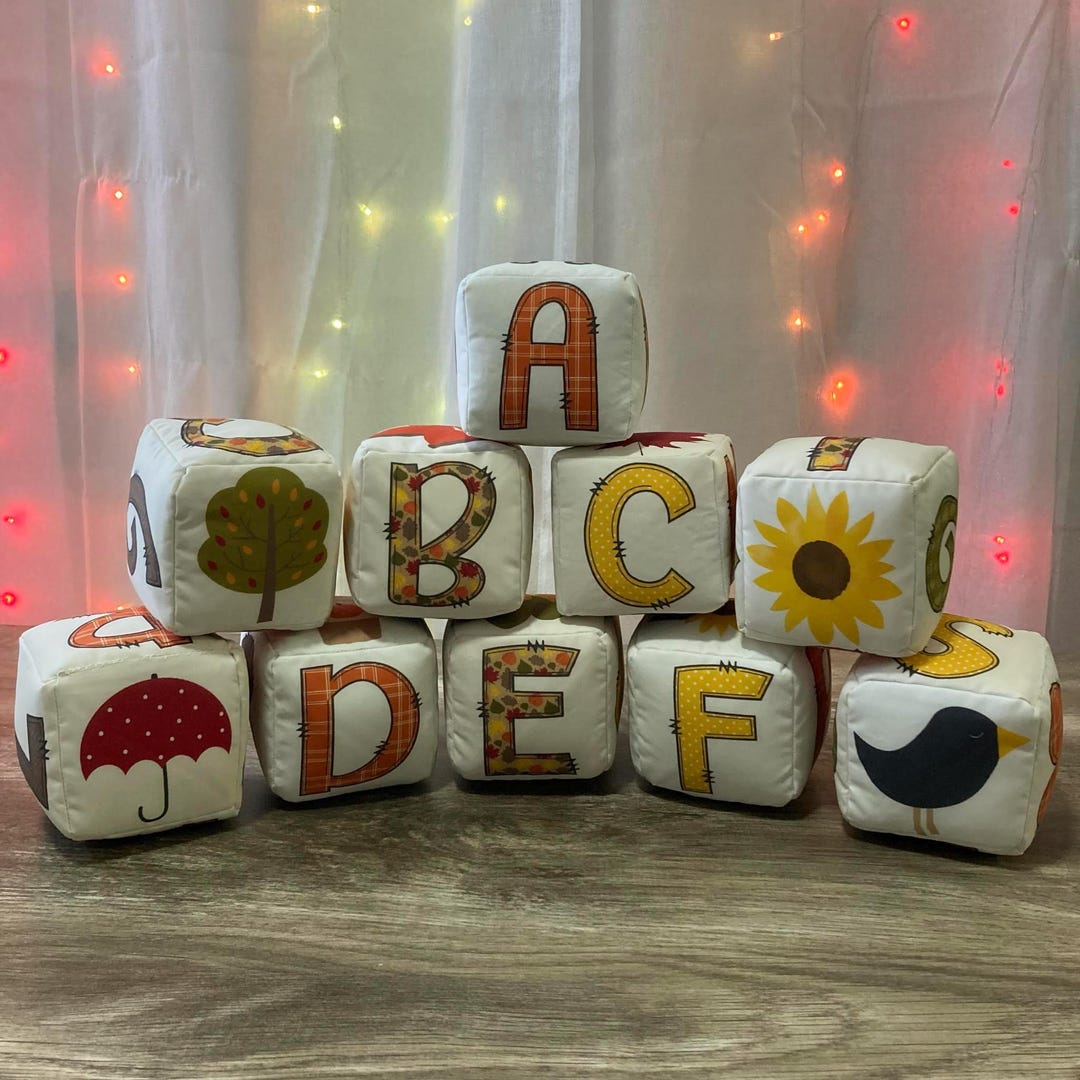 Large Set of Fall Themed Alphabet and Numbers Soft Block Set - Etsy