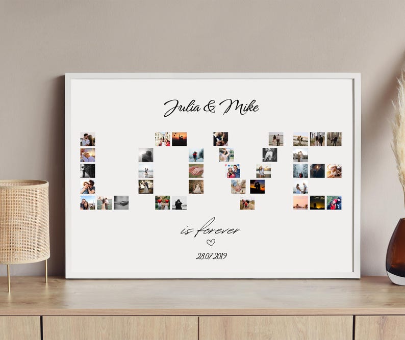 Love Photo Collage Canva Template, Couple Photo Collage, Anniversary ...