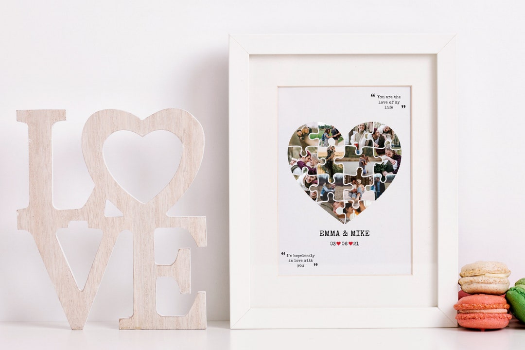 Custom Puzzle Heart Photo Collage Template, Christmas Gift for ...