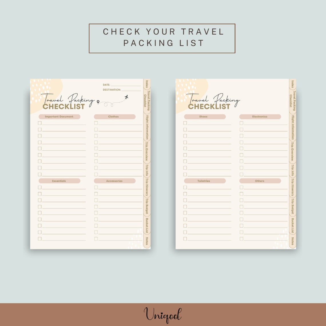 Digital Travel Planner, Printable Packing Checklist, iPad Trip ...