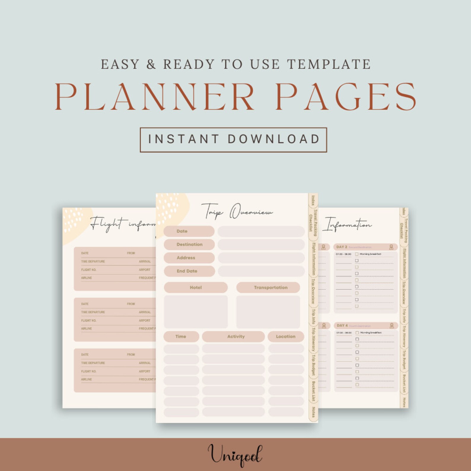 Digital Travel Planner, Printable Packing Checklist, iPad Trip ...