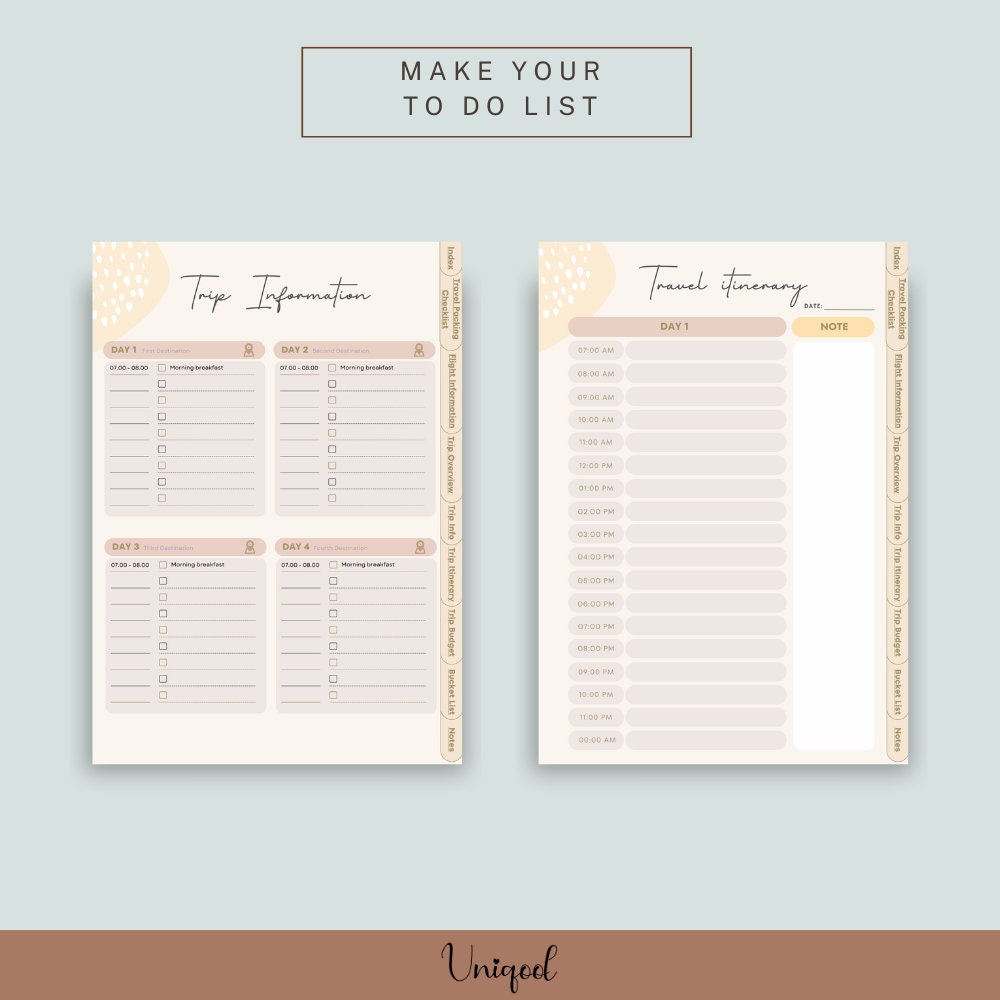 Digital Travel Planner, Printable Packing Checklist, iPad Trip ...