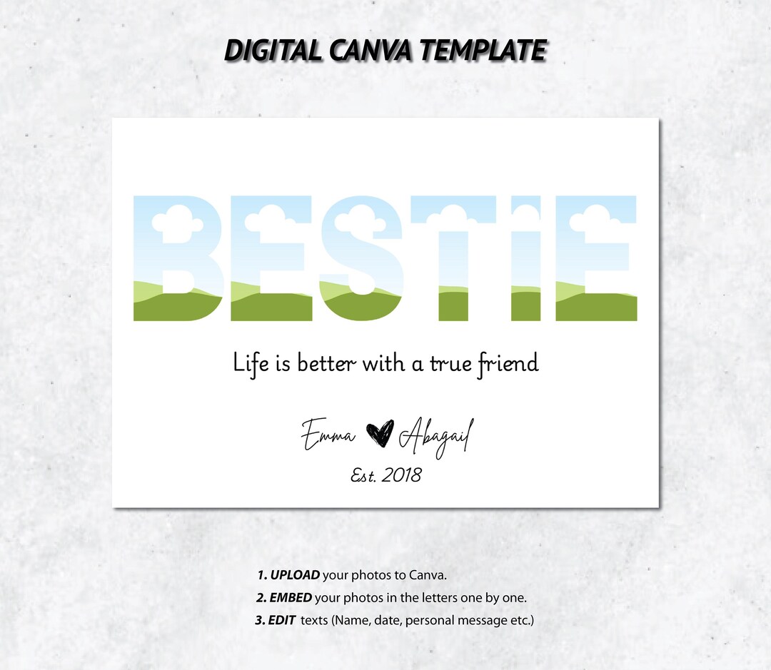 Digital Photo Collage Template Canva, Printable Gift for Best Friends ...