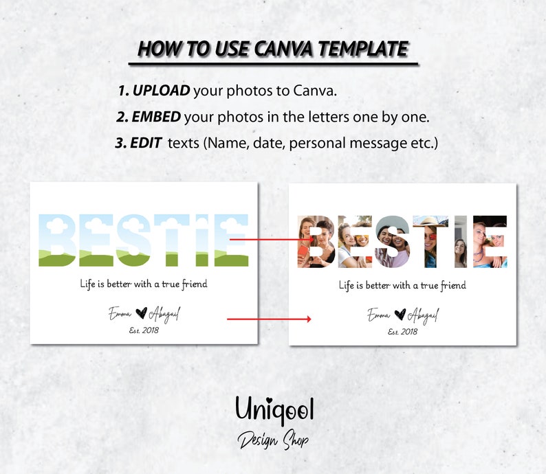 Digital Photo Collage Template Canva, Printable Gift for Best Friends ...