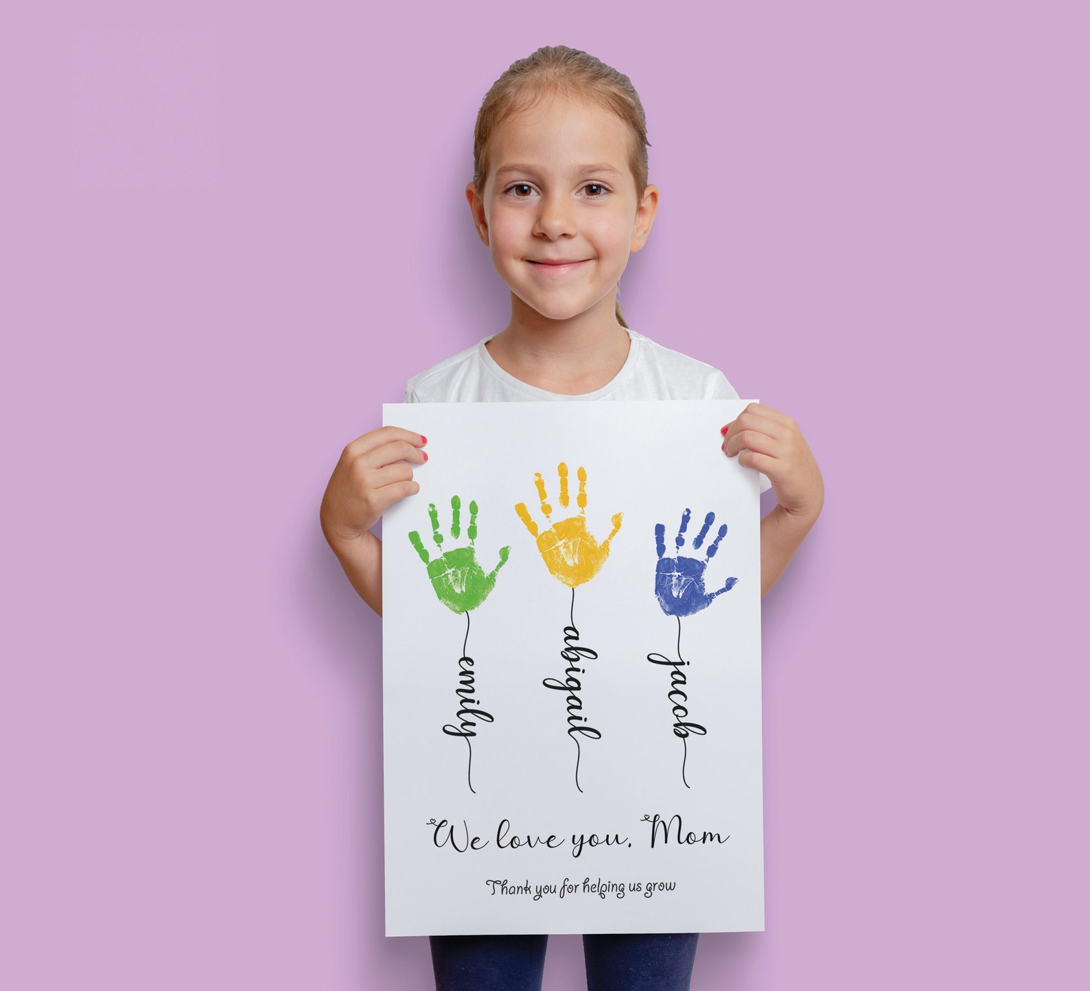 Personalized Hand Print Gift for Mothers Day, Printable Kids Name Sign ...