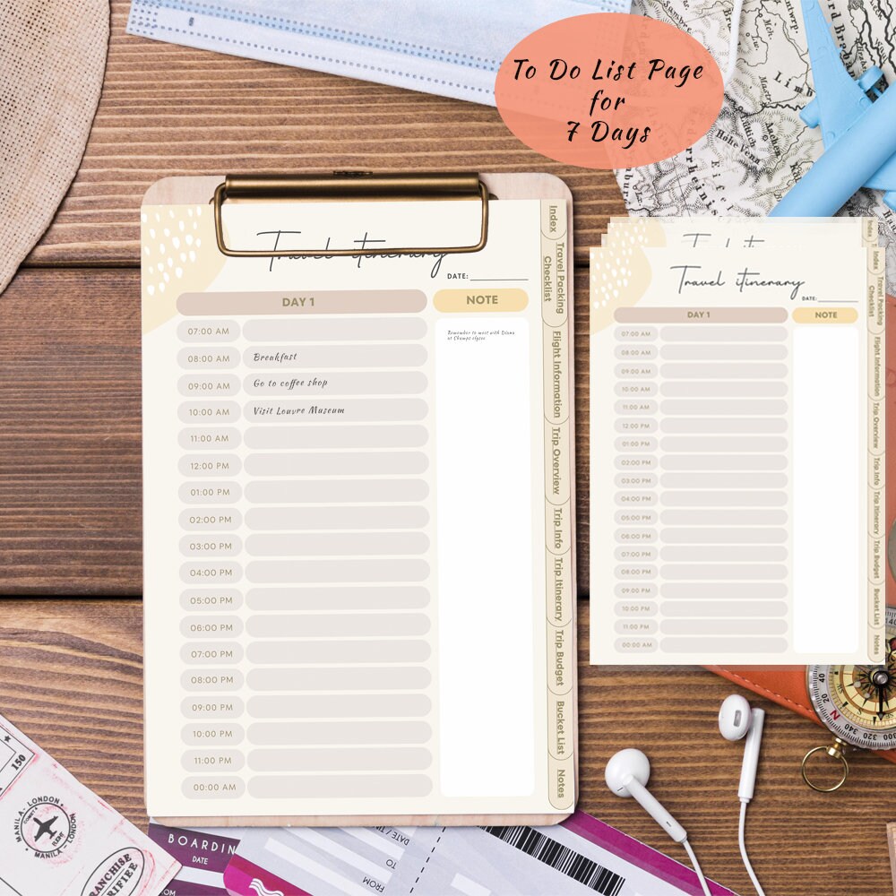 Digital Travel Planner, Printable Packing Checklist, iPad Trip ...