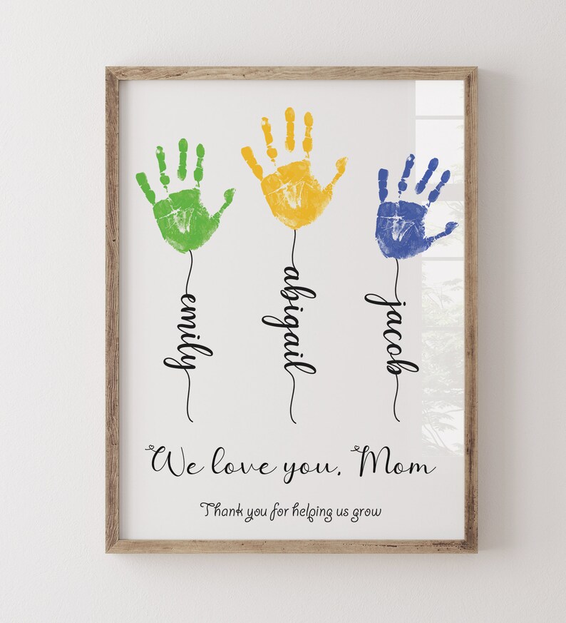Personalized Hand Print Gift for Mothers Day, Printable Kids Name Sign ...