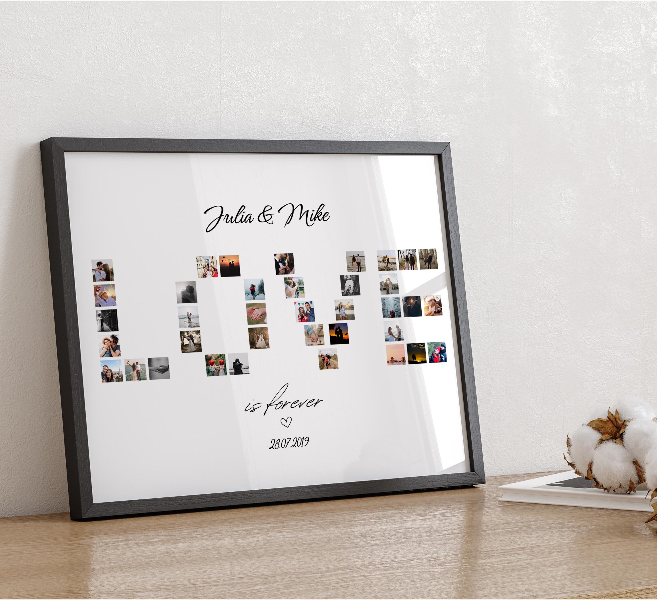 Love Photo Collage Canva Template, Couple Photo Collage, Anniversary ...