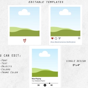 Customizable Polaroid Photo Frame Template, Music Theme (digital ...