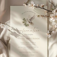 Dove Confirmation Invitation Template: Boho Printable (digital Download ...