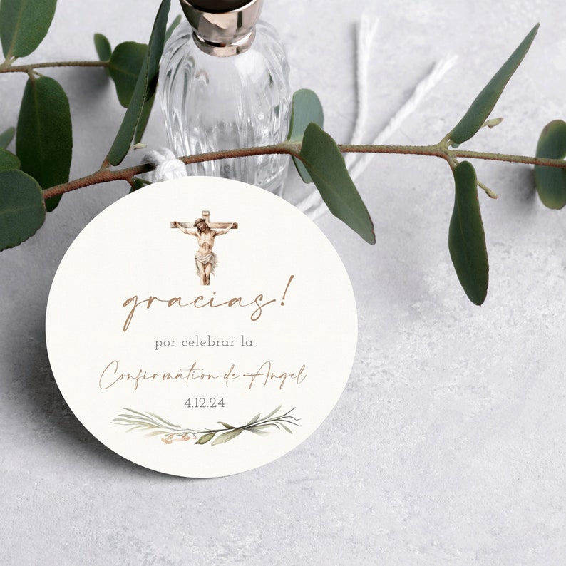 Confirmation Favor Tag Template (español): Printable Crucifix Thank You ...